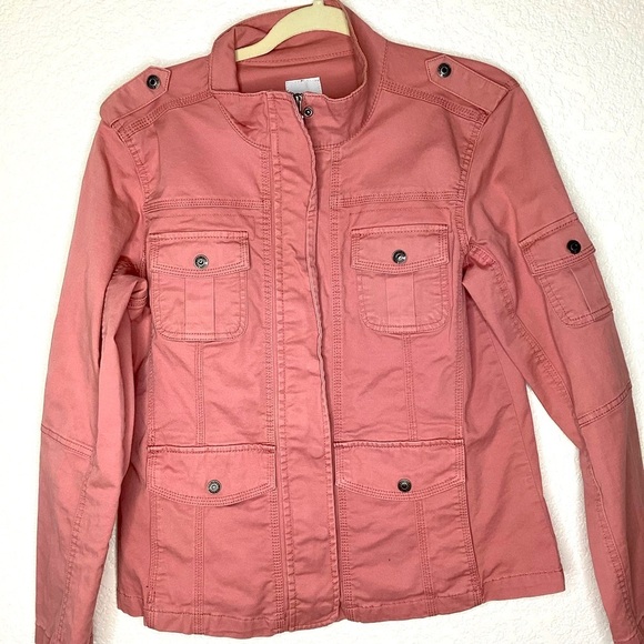 Kensie | Jackets & Coats | Kensie Jeans Size L Pink Mauve Military ...